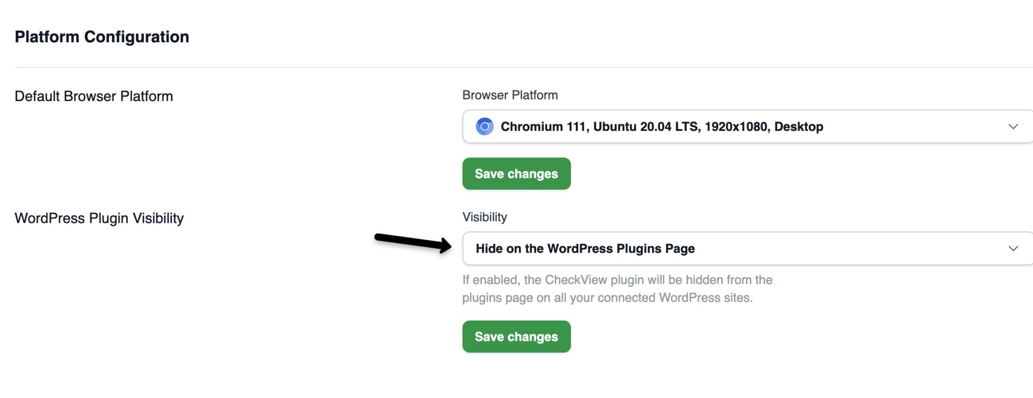 Platform Configuration – CheckView